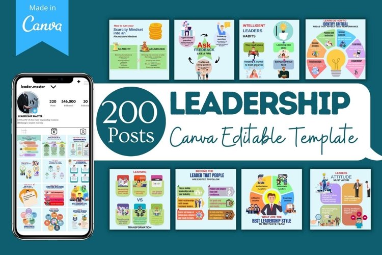 Leadership Infographics- Canva Editable Templates