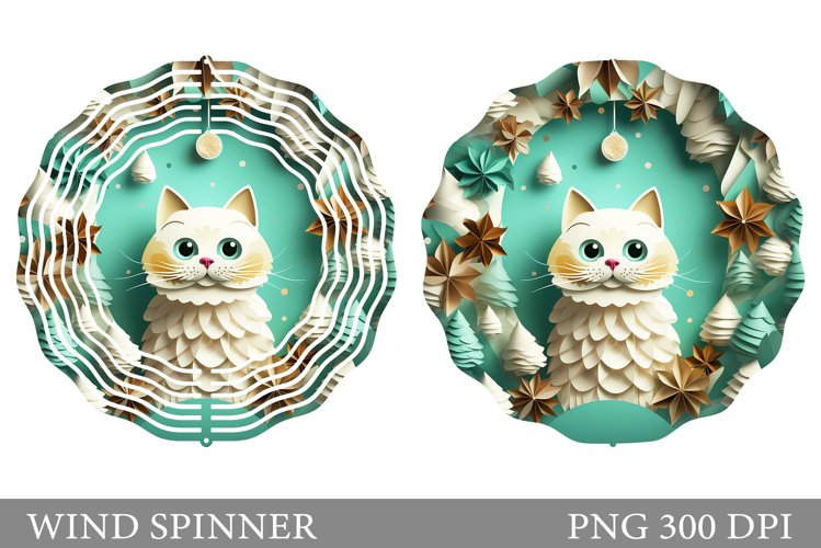 Christmas Cat Wind Spinner. Cute Cat Wind Spinner Design