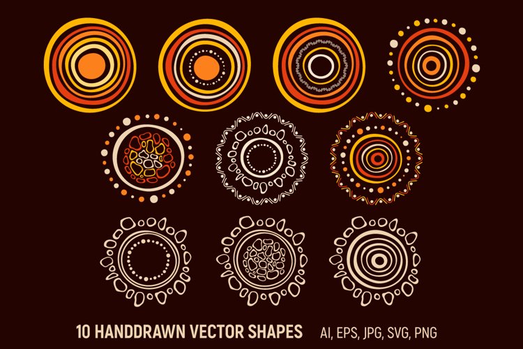10 handdrawn round vector shapes