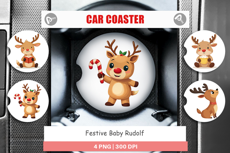 Car Coaster Festive Baby Rudolf (5726560)