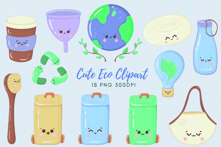 Kawaii Eco Friendly Illustrations Clipart png
