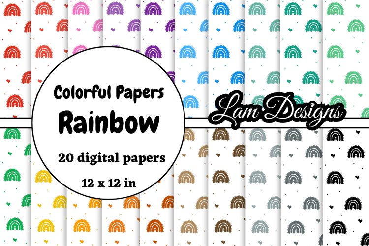 hand-drawn rainbow digital papers (5089081)