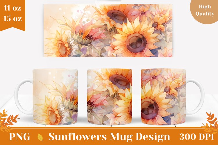 Sunflowers Mug Sublimation Design, Fall Mug (2843766)