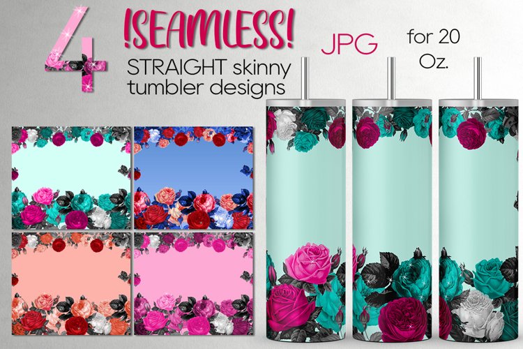 Flower Skinny tumbler Seamless design | Sublimation bundle