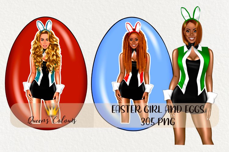 Easter Girl Clipart, Easter Eggs Clipart, Easter Stickers