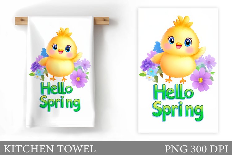 Spring Chick Kitchen Towel. Spring Kitchen Towel Design