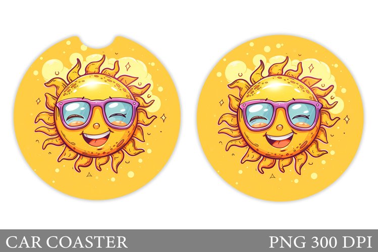 Positive Sun Car Coaster. Cute Sun Coaster Design (3912029)
