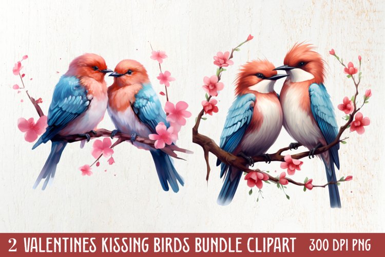 Breeds of Valentine Kissing Birds Bundle, Birds Clipart