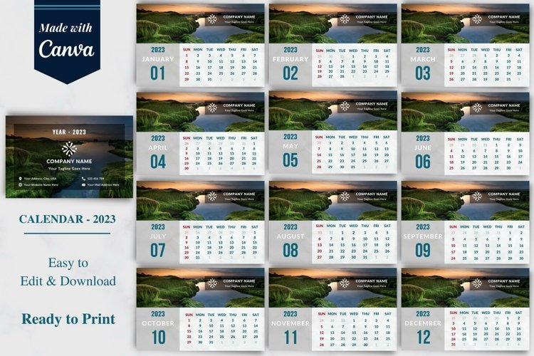 Abstract Calendar - 2023 Template|Canva Template (2153195) | Canva ...