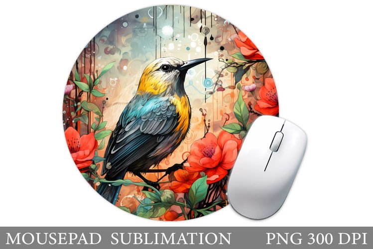 Bird Mouse Pad Design. Bird Flowers Mouse Pad (3409907)