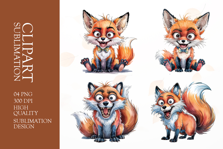 Grumpy Fox watercolor clipart sublimation (5433226)