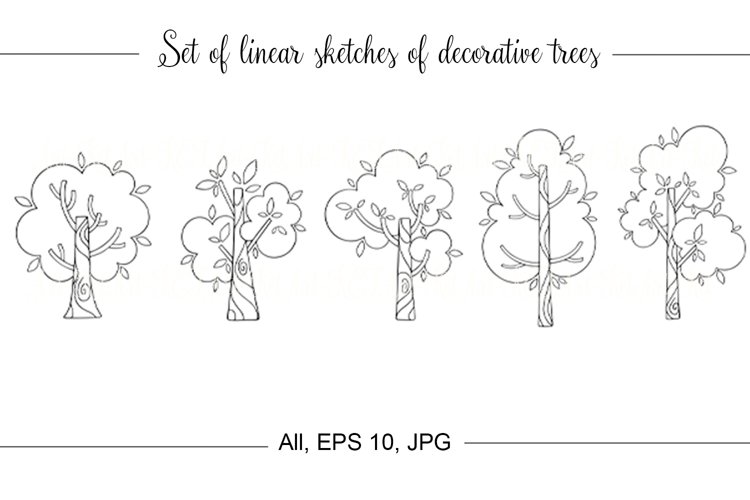 Set of linear sketches of decorative trees. (2578326)