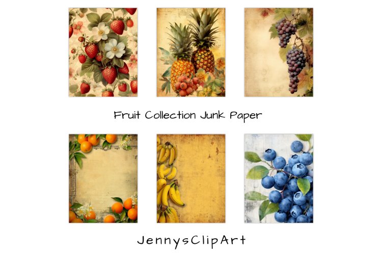 70 Fruit Junk Journal Pages, Digital Paper Pack, Printable