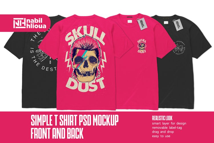 classic back and front t shirt PSD Mockup Template for POD