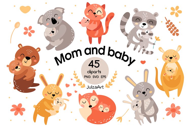 Animals clipart, Mother and baby clipart, Mothers (1850540)