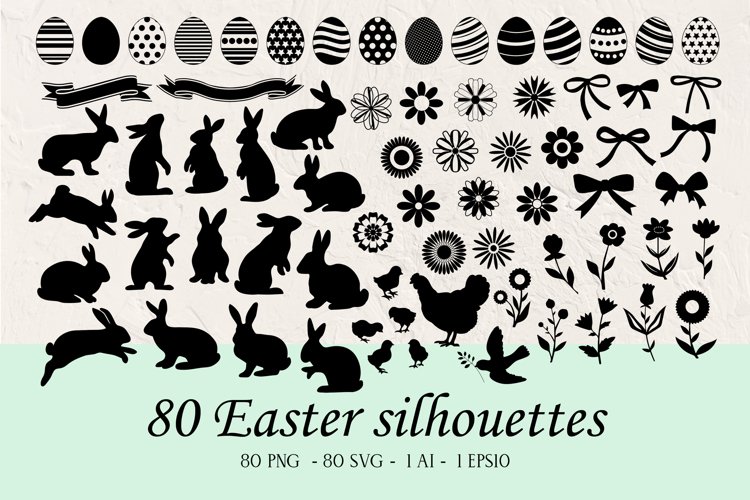 80 Easter clipart silhouettes SVG