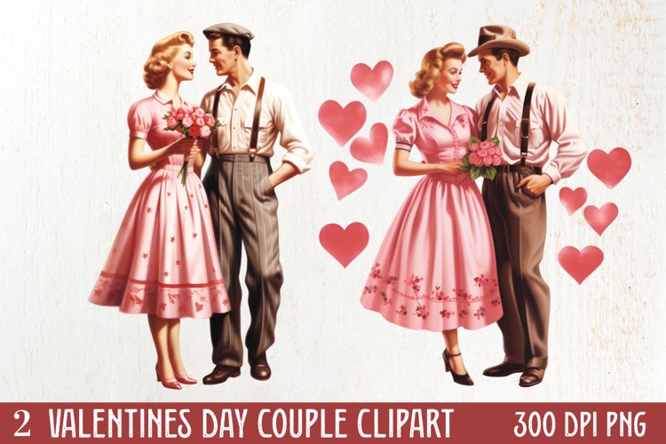 Valentines Day Couple Clipart Bundle, Valentines Day Couple