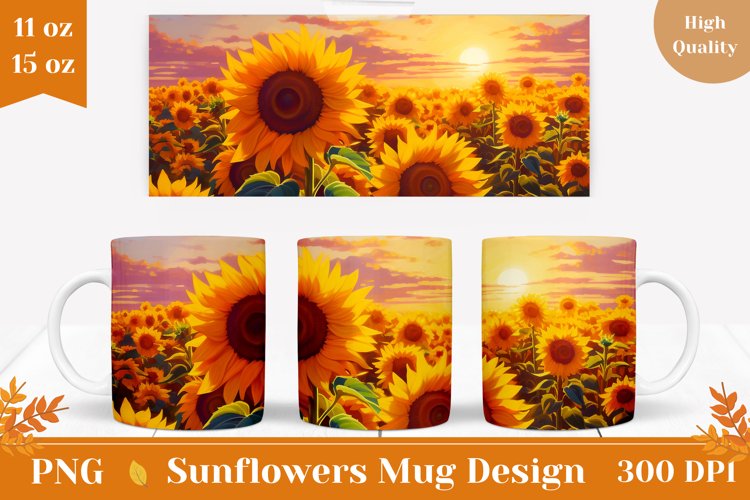 Sunflowers Mug Sublimation Design, Fall Mug (2767163)