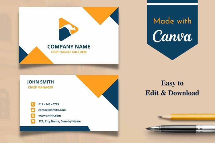 Blue & Yellow Business Card Template | Canva (2153847)