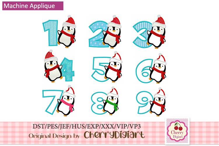 Christmas penguin Numbers machine embroidery (2922272)