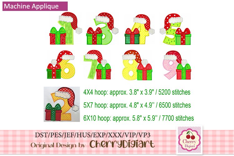 Christmas santa Numbers machine embroidery bundle (2919820)