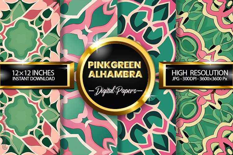 PinkGreen Alhambra Digital Papers - 04 Variations (3535219)