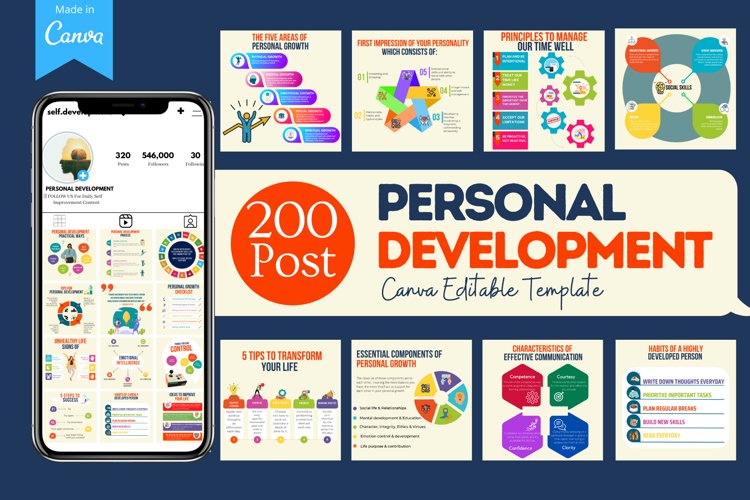 Personal Development Infographics - Canva Editable Templates