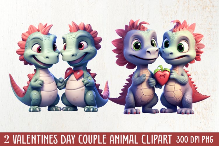 Couple Animal Valentines Day Clipart Bundle, Couple Animal