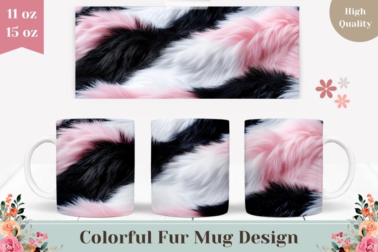 Colorful Fur Mug Design, Pink Fur Mug Sublimation (5148147)