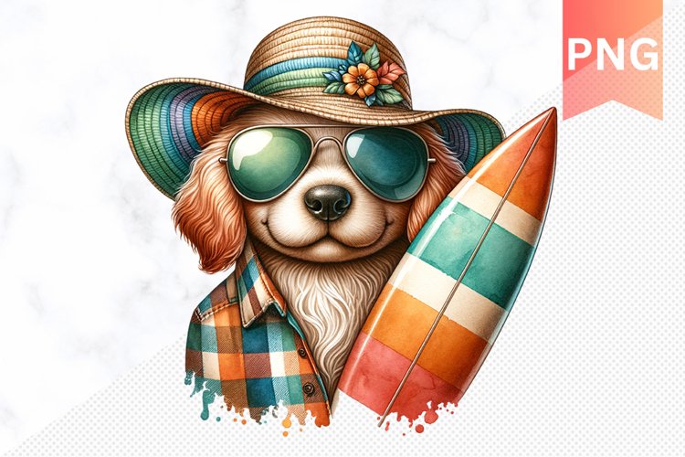 Summer Dog Sublimation - Clipart PNG Design