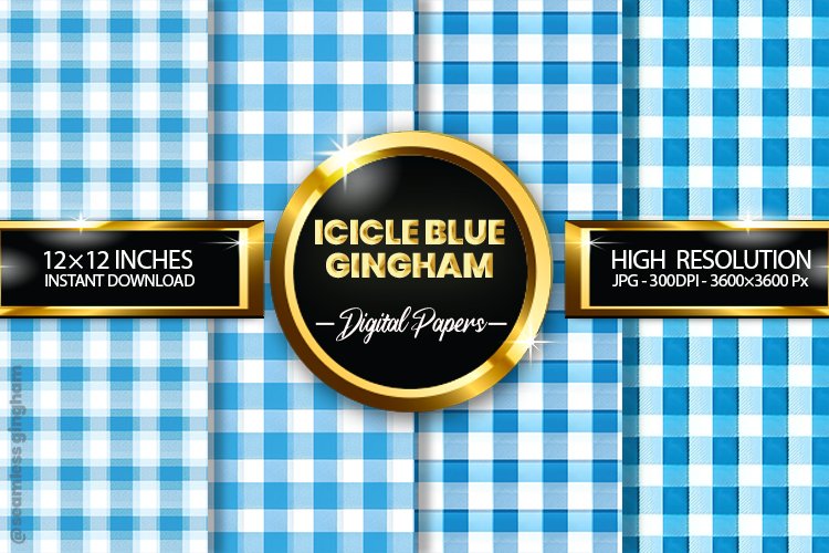 Icicle Blue Gingham Digital Papers 04 Variation (3271225)