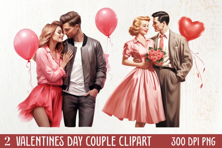 Valentines Day Couple Clipart Bundle, Valentines Day Couple