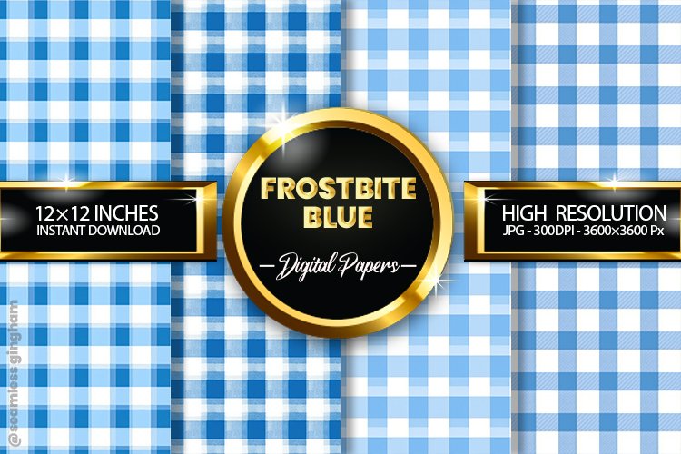 Frostbite Blue Gingham Digital Papers 04 (3271093)