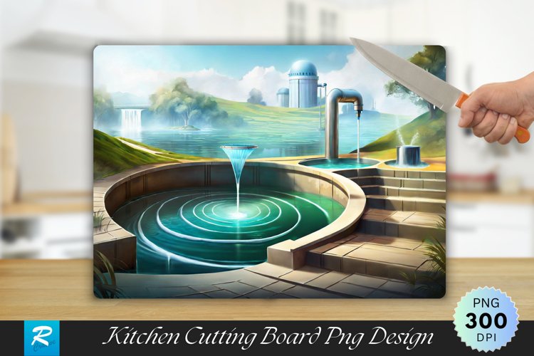 Water System Cutting Board Sublimation Design