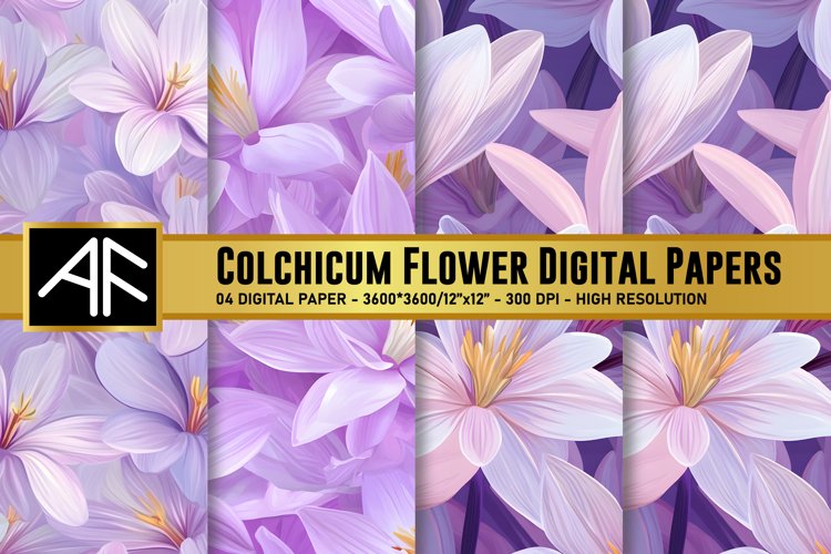 Colchicum Flower Digital Paper Patterns