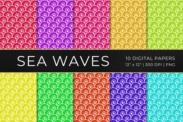 Sea Waves Pattern Digital Paper (2403308)