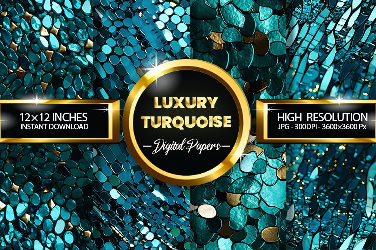 Luxury Turquoise Digital Papers - 04 Variations (2992314)