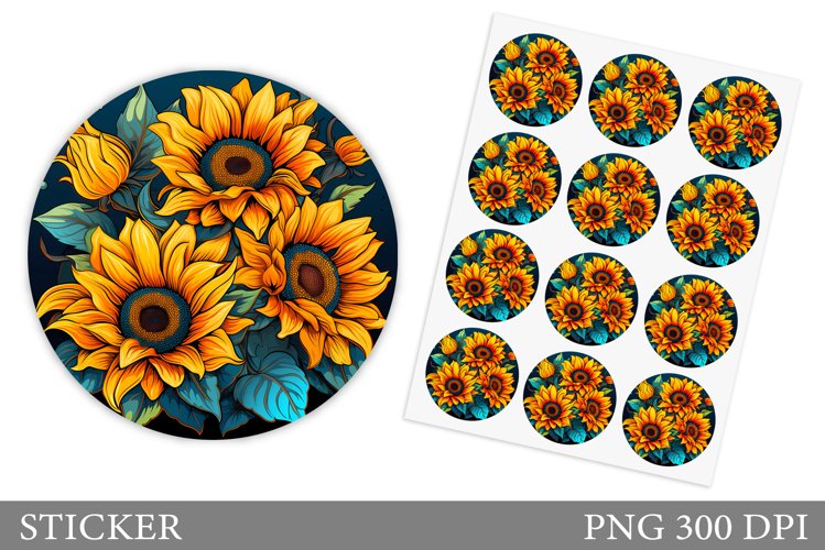Sunflowers Sticker Design. Flowers Sticker (3858108)