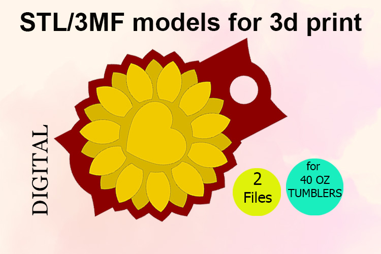 Sunflower, 40 OZ Tumbler, STL/3MF files for 3D Printing