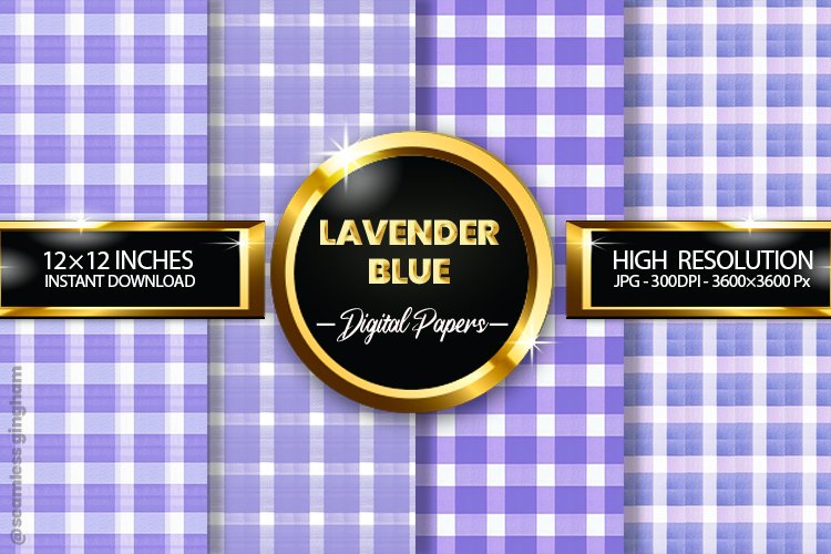 Lavender Blue Gingham Digital Papers 04 Variations (3283329)
