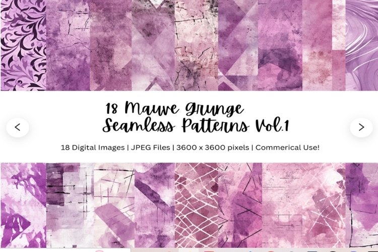 18 Mauve Grunge Seamless Patterns - 300DPI