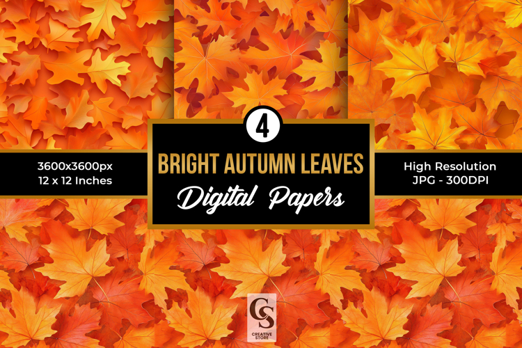 Bright Autumn Leaves Digital Paper (6056198)