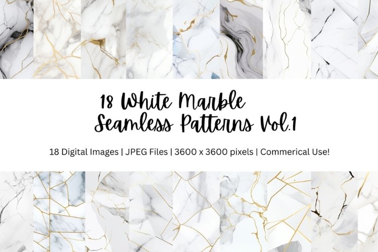 18 White Marble Seamless Patterns -- 300DPI