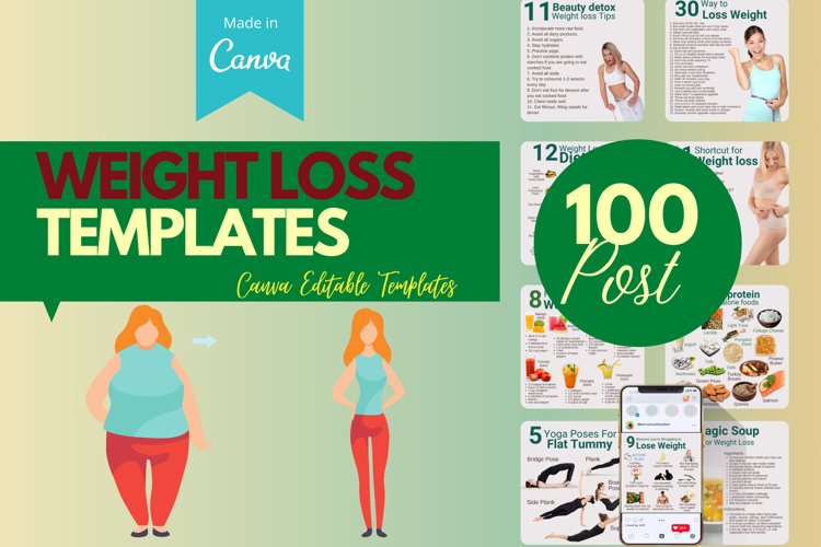Weight Loss Templates - Editable Canva Templates (1896840) | Social ...