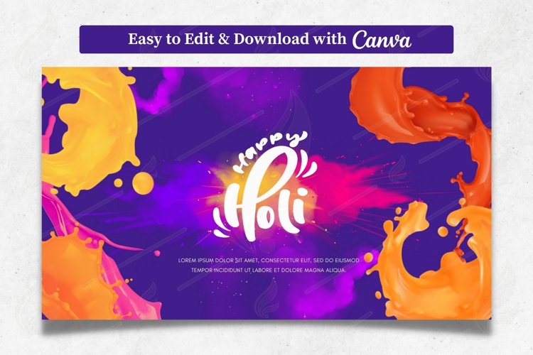 Holi Festive Template on Purple Background | Canva Template
