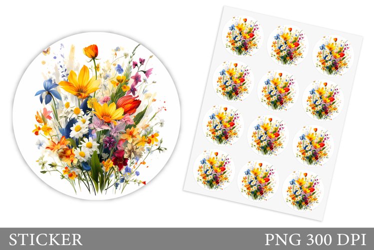 Flowers Sticker Design. Wildflowers Sticker (4130916)