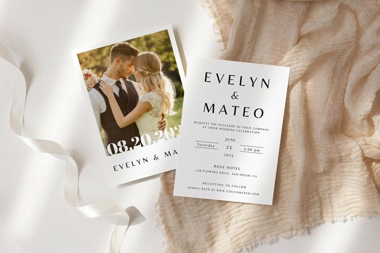Simple Minimalist Wedding Invitation Template (4857899)