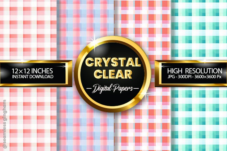 Crystal Clear Gingham Digital Papers 04 Variations (3271081)
