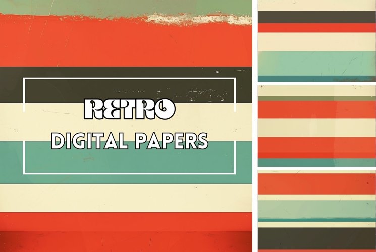 Retro Stripes Backgrounds, Abstract Digital Papers