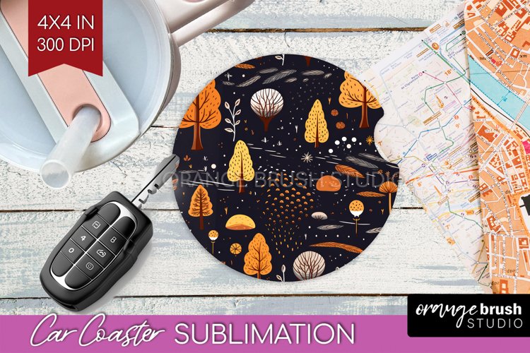 Autumn Forest Car Coaster - Fall Coaster PNG (4879579)